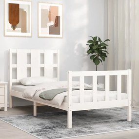 vidaXL Rám postele s čelem 100 x 200 cm masivní dřevo [3192222] Barva: Bílá