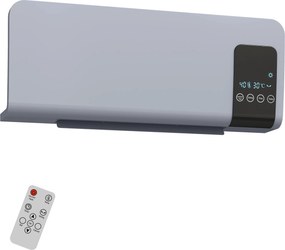 HOMCOM Elektrické topení, nástěnná montáž, oscilační funkce, 2 režimy, časovač, LED displej, šedá