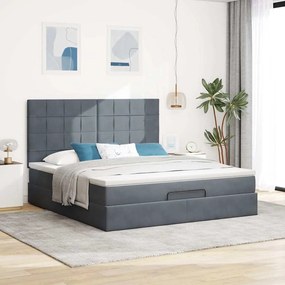 Osmanský rám postele s matracíes tmavě šedá 160x200cm samet 3313482