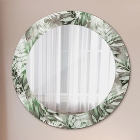 Kulaté dekorativní zrcadlo na zeď Listy do akvarelu fi 60 cm
