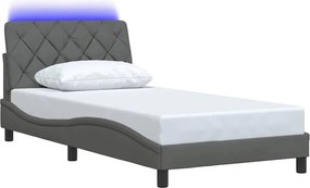 Rám postele s LED bez matrace Tmavě šedá 100x200 cm Látka 3310651