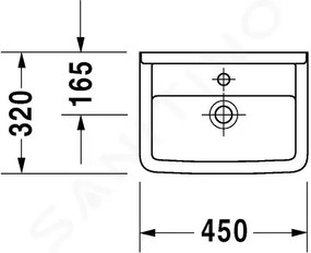 DURAVIT - Starck 3 Umývátko 450x320 mm, s přepadem, s otvorem pro baterii, bílá (0750450000)