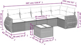 7dílná zahradní sedací souprava s poduškami šedá polyratan 3253737