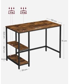 Psací stůl SOLEA hnědá/černá