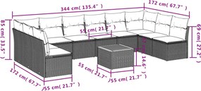 11dílný zahradní sedací souprava s poduškami béžový polyratan 3223798