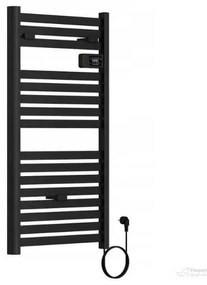 Erga Pago, elektrické topné těleso 960x540 mm s digitálním termostatem, 500W, černá matná, ERG-LAV-GRZE-E-ALU-960540-BK
