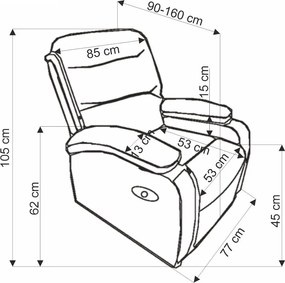 Polohovací křeslo Josh, šedá