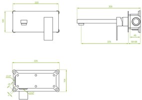 Laveo Kvadrato, umyvadlová baterie pod omítku s krabicovým i-BOX systémem, chromová, LAV-BLQ_022P