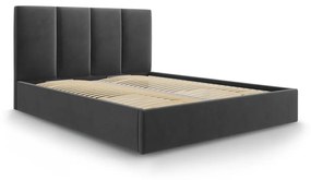 Tmavě šedá čalouněná dvoulůžková postel s úložným prostorem s roštem 160x200 cm Juniper – Mazzini Beds