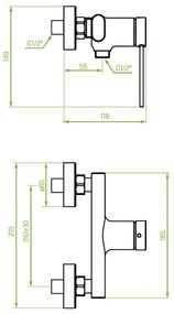 Laveo Pinar, sprchová baterie bez příslušenství, chromová, LAV-BAW_040D
