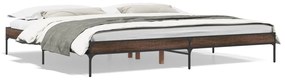 Rám postele hnědý dub 180 x 200 cm kompozitní dřevo a kov