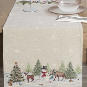 VÁNOČNÍ GOBELÍNOVÝ BĚHOUN NA STŮL WINTER 40X100 CM VZOROVANÁ