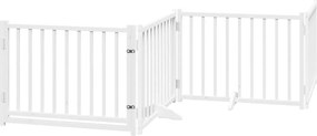 Zábrana pro psy s dvířky skládací 6 panelů bílá 480 cm topol 3155729