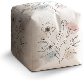 Taburet Cube květinová linie, krémová
