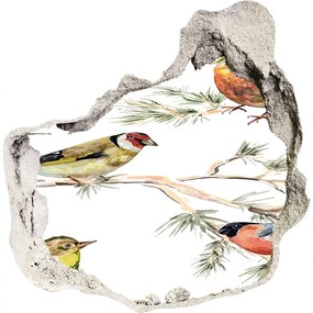 Wallmuralia Díra 3D fototapeta Lesní ptáci rostliny 75x75 cm