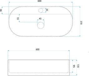 Rea Marcela Saturn, umyvadlo na desku 600×370×135 mm, béžová matná, REA-U3519