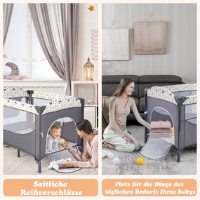 Costway 5 v 1 Dětská postýlka s matrací a přebalovacím pultem a – světle žlutá