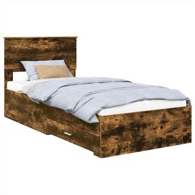 Rám postele s čelo Kouřový dub 100 x 200 cm Kompozitní dřevo 3408303