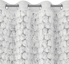 ZÁCLONA NA KROUŽCÍCH EVA MINGE ROSES1 140X250 CM BÍLÁ