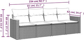 vidaXL 4dílná zahradní sedací souprava s poduškami polyratan [3225772] Barva: Černá