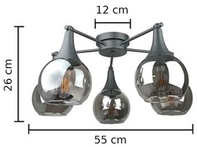 Přisazený lustr STAR 5xE27/60W/230V černá/kouřová černá