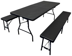 Plastový pivní set skládací BLACK - 180 cm