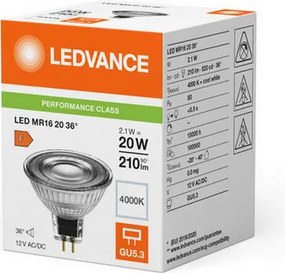 LED žárovka GU5,3 MR16 LEDVANCE 2,1W (20W) neutrální bílá (4000K), reflektor 12V 36°