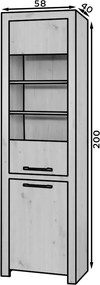 ADRK Furniture Vysoká vitrína JANEZ ADRK-SHC-JAN-58-A