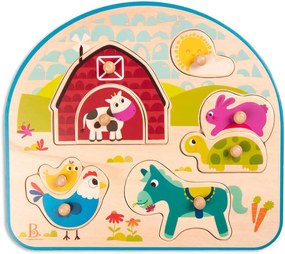 B-TOYS DŘEVO Baby puzzle farma vkládací na desce 8 dílků *DŘEVĚNÉ HRAČKY* bx1843