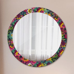 Kulaté dekorativní zrcadlo Ručně -nakládané květiny fi 80 cm