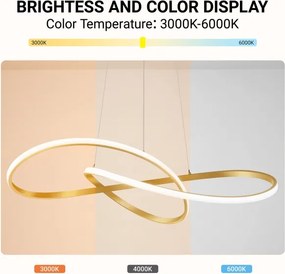 BRILAGI - LED Stmívat. lustr na lanku INFINITY LED/80W/230V 80x80 cm zlatá + DO