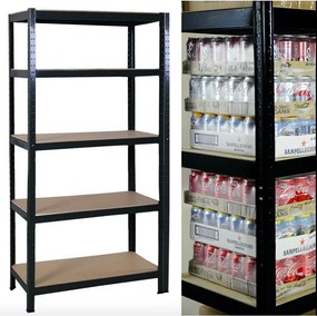 Fistar Regál 200x90x40 cm lakovaný 5-policový, nosnost 875 kg - ČERNÝ