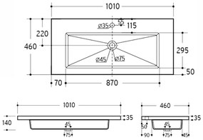 COMAD Zápustné umyvadlo - UM-8070-100 (SPIRIT 100), 100 cm, keramické, bílá