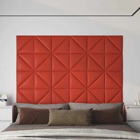 vidaXL Nástěnné panely 12 ks 30 x 30 cm umělá kůže 0,54 m² [343941] Barva: Červená