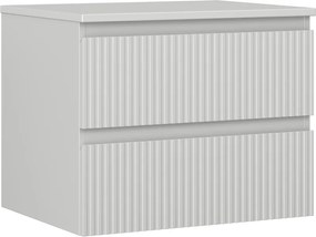 Mexen Rivel, koupelnová skříňka 60 cm s pracovní deskou, 2 zásuvky, drážkovaná, matná šedá, 91A20-06047-2-BFFC62