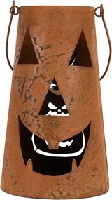 Rustikální rezavá lucerna dýně Halloween - Ø 14*23 cm