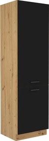 Tempo Kondela Vysoká skříň MONRO 60 LO-210 2F, pro vestavnou lednici, černý mat/dub artisan