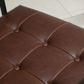 HOMCOM Chesterfield Křeslo Lounge Relaxační Křeslo S Polstrovaným Sedákem a Opěrkou Hlava Černý Kovový Rám Umělá Kůže Čokoládová