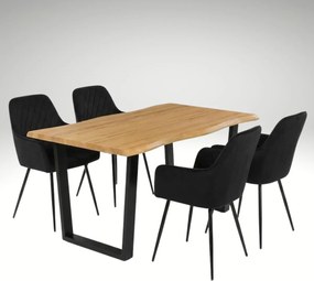 Vikio Jídelní set pro 4 osoby 160x90 cm dub noha U černá židle s područkami VJS166-4C