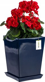 Květináč keramický 21,5 x 29 cm glazovaný podstavec Granát Granátové jablko Vysoká krytka