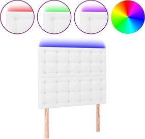Čelo postele s LED bílé 100x5x118/128 cm umělá kůže 3122509