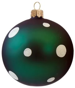 Vánoční skleněná koule zelená puntík