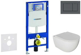 Geberit Duofix - Set předstěnové instalace, klozetu Oudee a sedátka softclose, tlačítko Sigma20, matná černá/černá SANI11CA5104