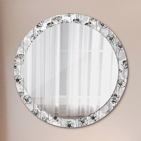 Kulaté dekorativní zrcadlo Maki květiny fi 90 cm