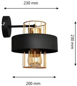 Nástěnná lampa VOLTA 1xE27/15W/230V 23 cm černá/rose gold