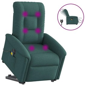 Elektrické zvedací masážní polohovací křeslo zelené textil 3303290