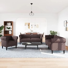 3dílná sedací souprava tmavě hnědá textil 3209194