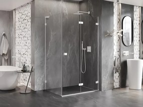 Mexen Lunar-F L, sklápěcí sprchový kout pravý 85 x 70 cm, 8mm čiré sklo, bílý profil, 836L-085-070-20-00-P