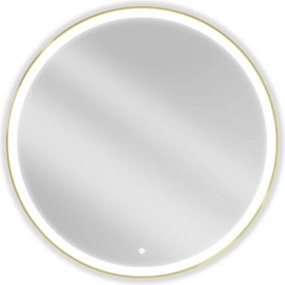 Mexen Esso, kulaté LED podsvícené koupelnové zrcadlo 100 cm, 6000K, topná podložka proti zamlžování, zlatý rám, 9825-100-100-611-50