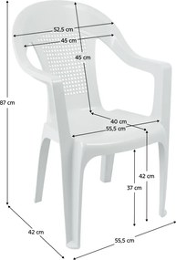 Kondela Zahradní stohovatelné křeslo, bílá, MEDRO